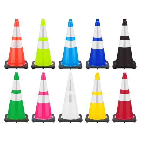 28" Traffic Cones, 7lb Black Base, w/6" & 4" Collars - Four Pallet Bundle