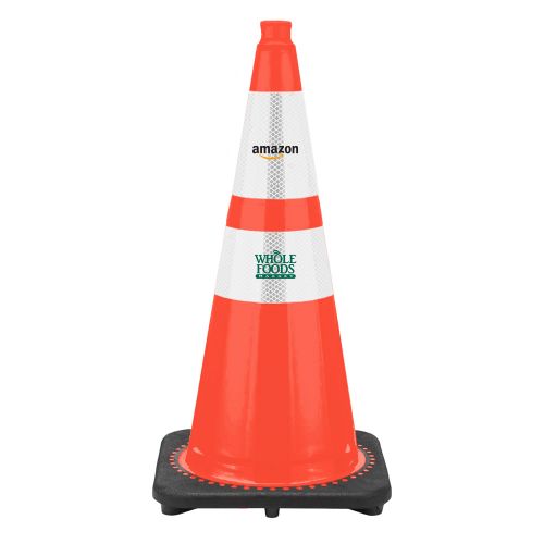 28" Traffic Cone with 6" & 4" Reflective Collars - Custom Logo