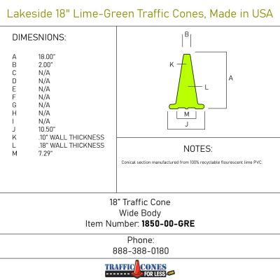 Lakeside 18" Lime Green Traffic Cones - Traffic Cones For Less