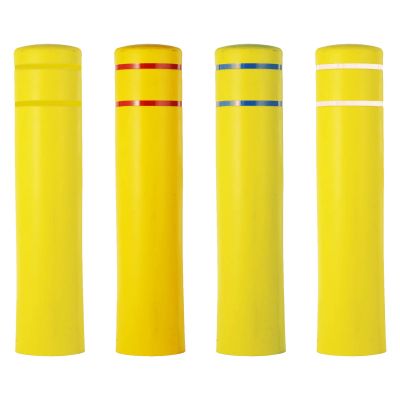 Post Guard Plastic Bollard Covers with Stripes - Traffic Cones For Less