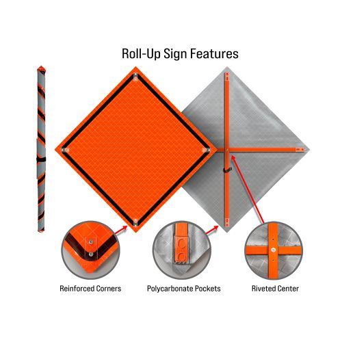 36" x 36" Roll Up Traffic Sign - Flagger Ahead - Traffic Cones For Less