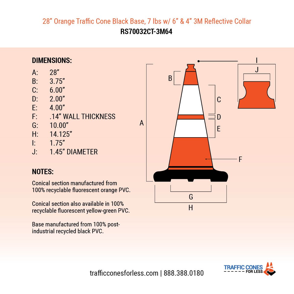 Pallet Bundle of 475 pack 28" Traffic Cones w/Reflective Collars