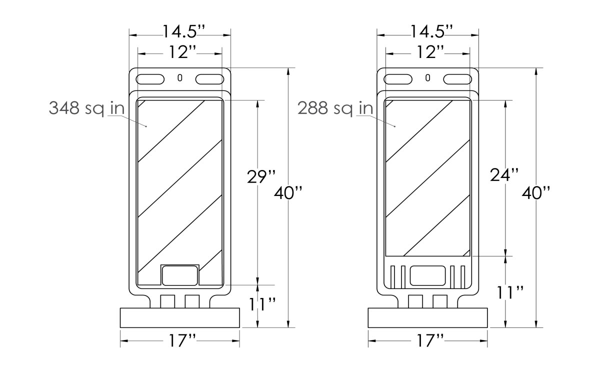 Vertical Panel Crosswalk Road Traffic Barricade 12" Wide