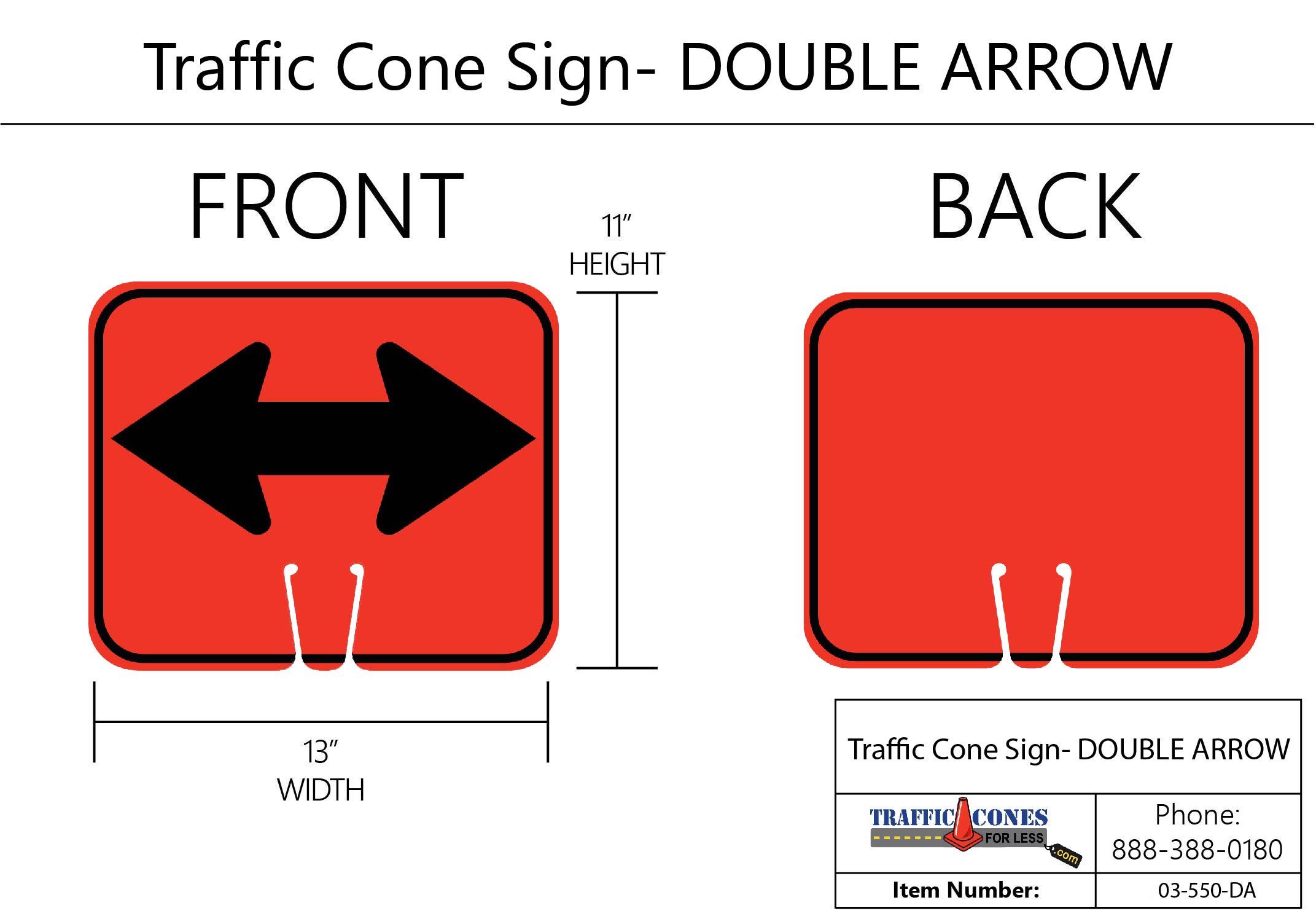 Traffic Cone Sign - DOUBLE ARROW - Traffic Cones For Less