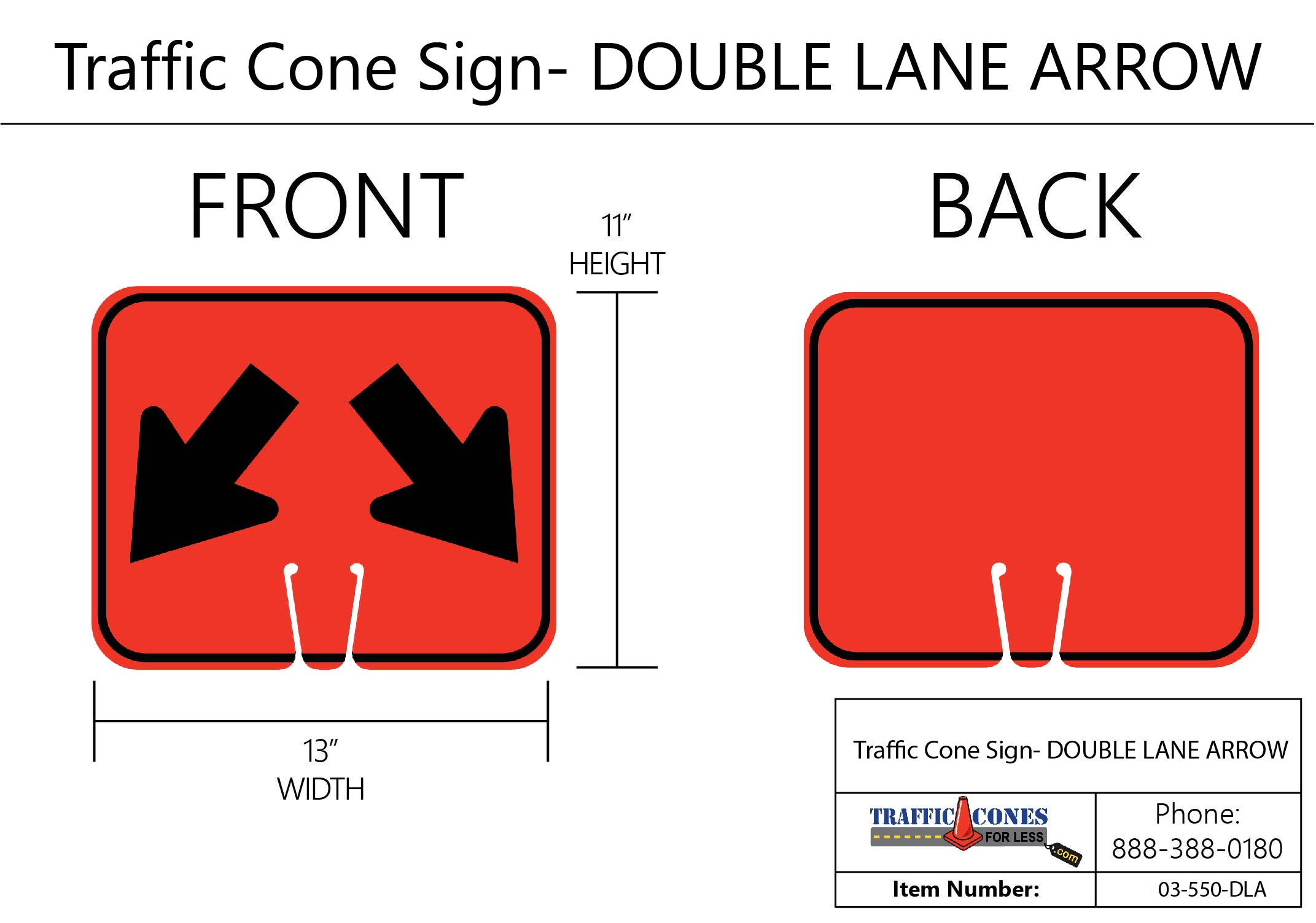 Traffic Cone Sign - DOUBLE LANE ARROW - Traffic Cones For Less