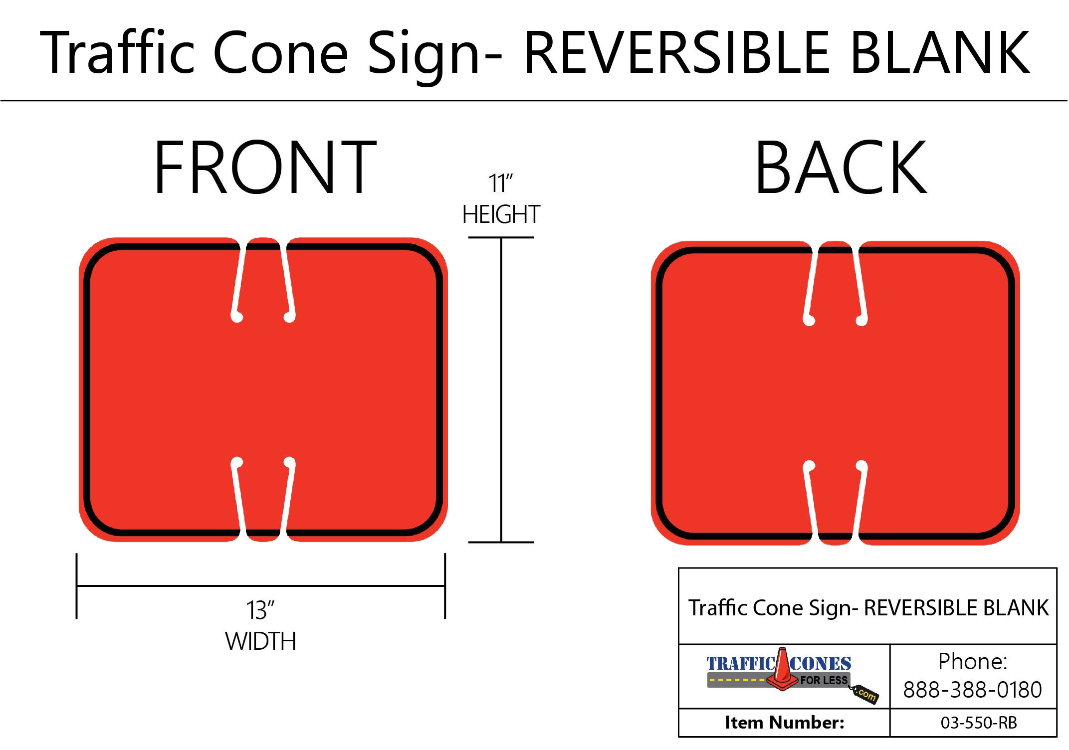 Traffic Cone Sign - REVERSIBLE BLANK - Traffic Cones For Less