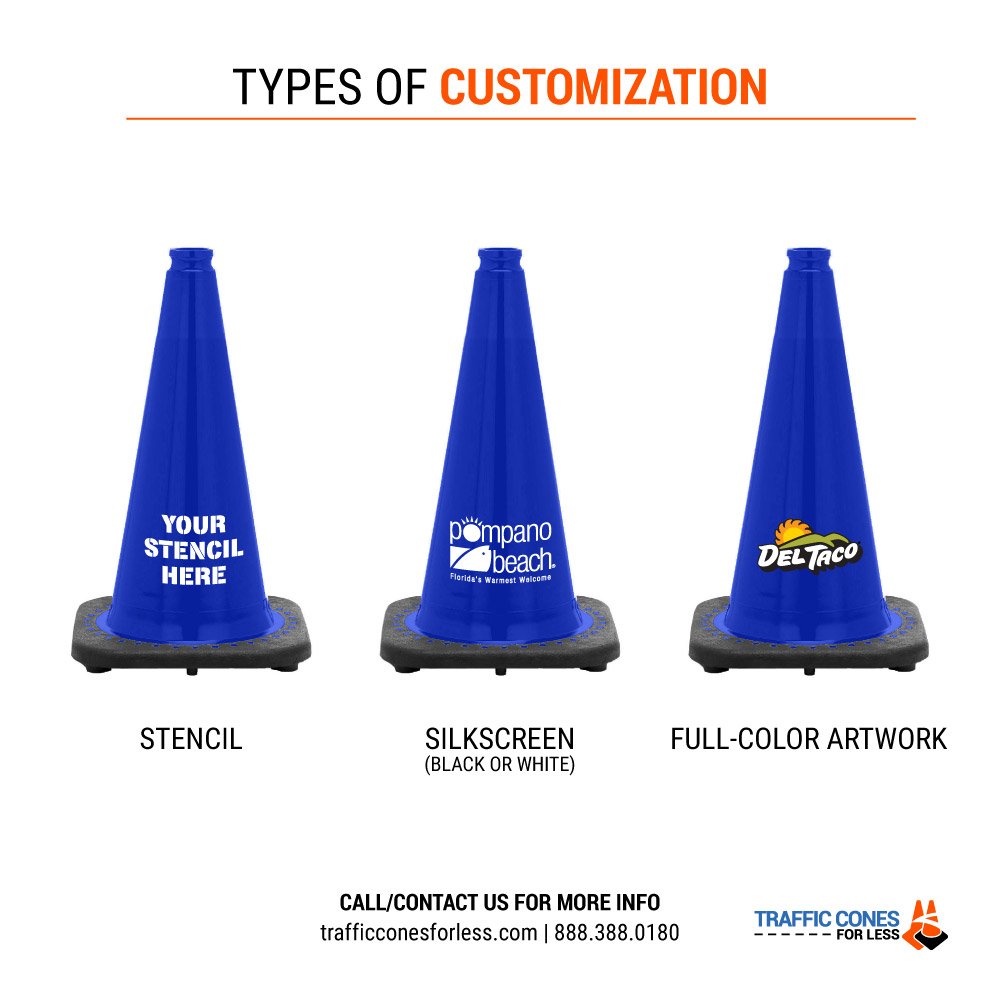 18" Navy Blue Traffic Cone Black Base, 3 lbs - Traffic Cones For Less
