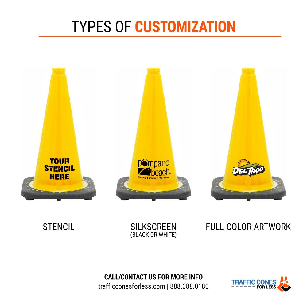 18" Yellow Traffic Cone Black Base, 3lbs - Traffic Cones For Less