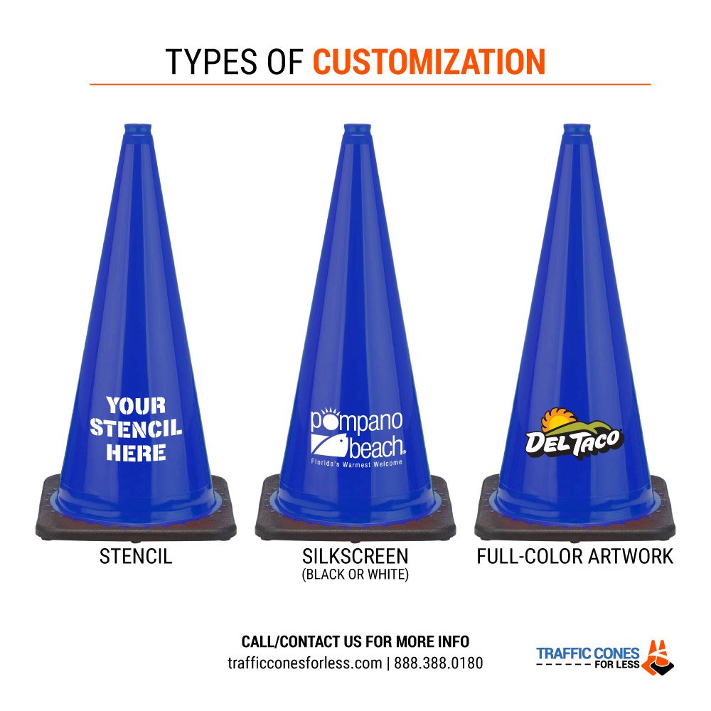 28" Traffic Cone Blue w/7 lbs Base - Traffic Cones For Less