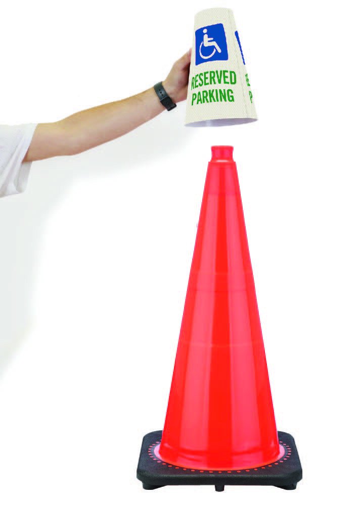 Reserved Parking Handicap Reflective Cone Message Collar