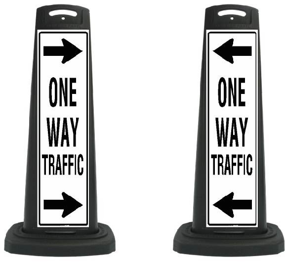 Valet Black Vertical Panel w/One Way Traffic Arrows Reflective Sign
