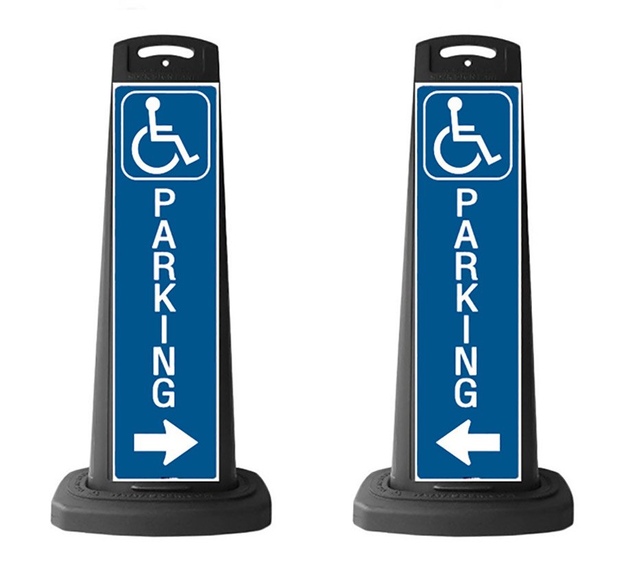Valet Black Vertical Panel Handicap Parking w/Reflective Sign P43