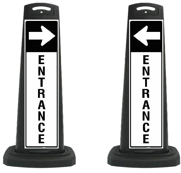 Valet Black Vertical Panel Entrance/Arrow with Reflective Sign P64