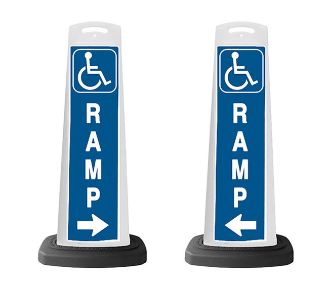 Valet White Vertical Panel w/Reflective Handicap Ramp Sign
