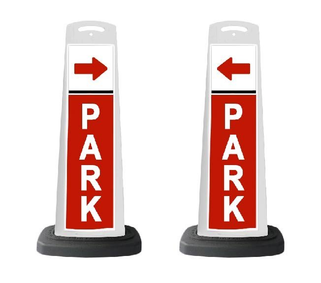 Valet White Vertical Panel with Reflective PARK Sign P5