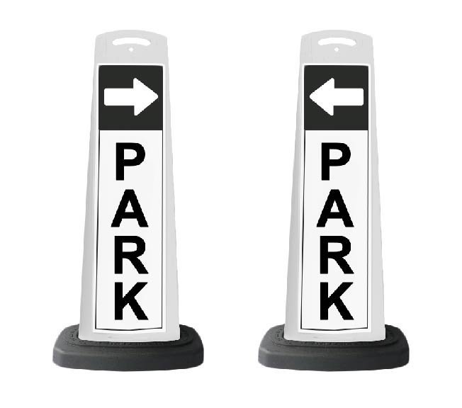 Valet White Vertical Panel PARK Arrow with Reflective Sign P8
