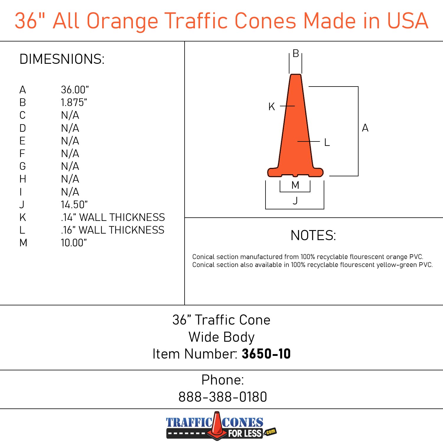 36 inch Orange Traffic Cones - Traffic Cones For Less