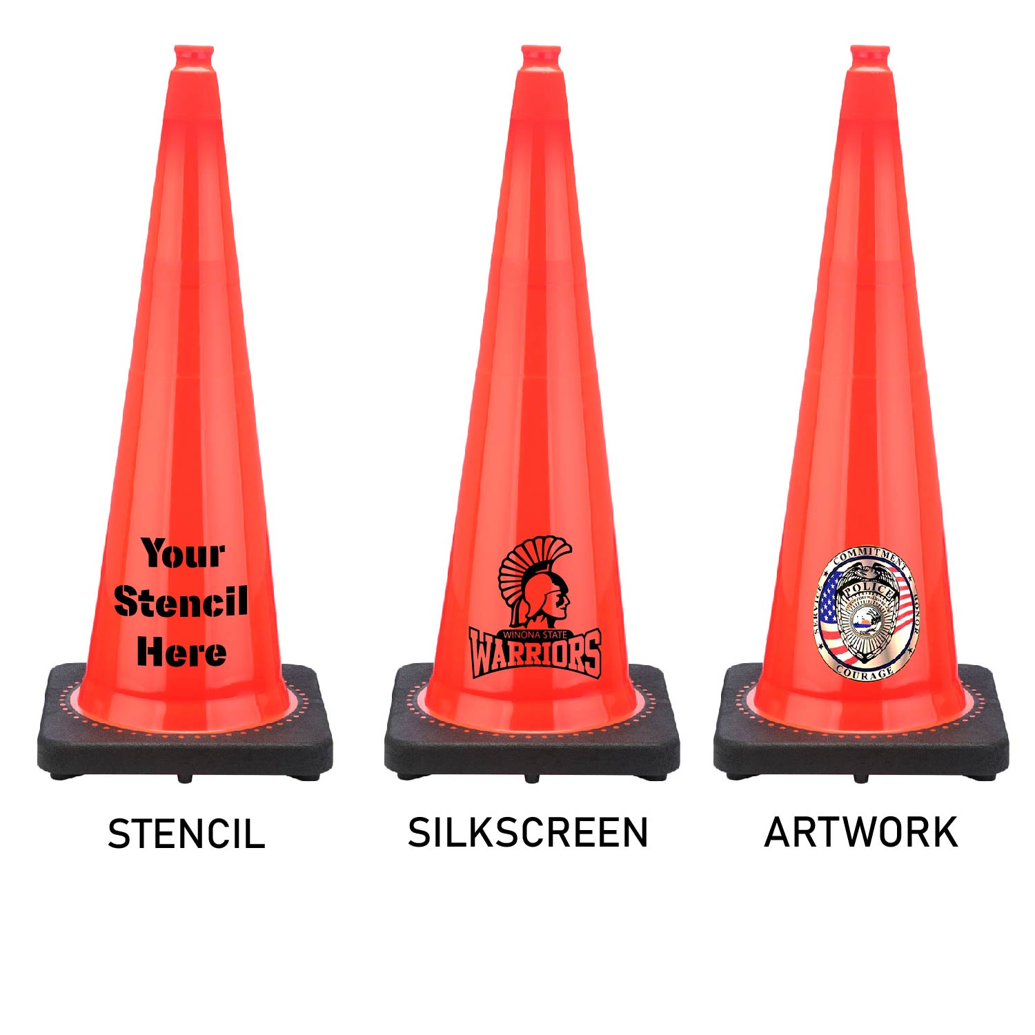 36" Orange Traffic Cone, 10 lb Black Base - Traffic Cones For Less