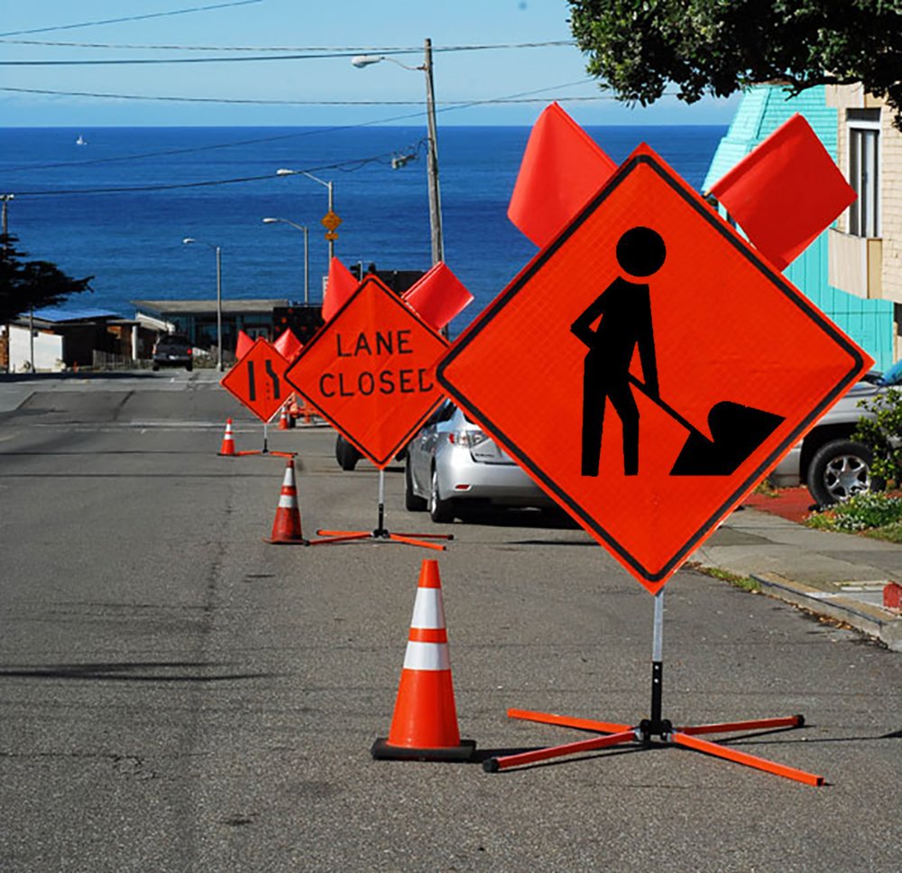 36" x 36" Roll Up Traffic Sign - Men Working Symbol - Traffic Cones For ...