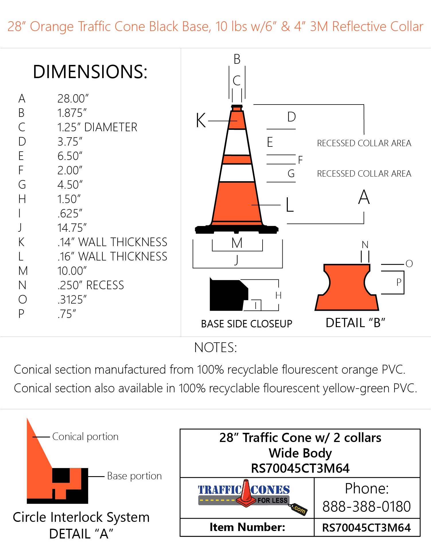 28" Double Reflective 10lb Cone - Traffic Cones For Less