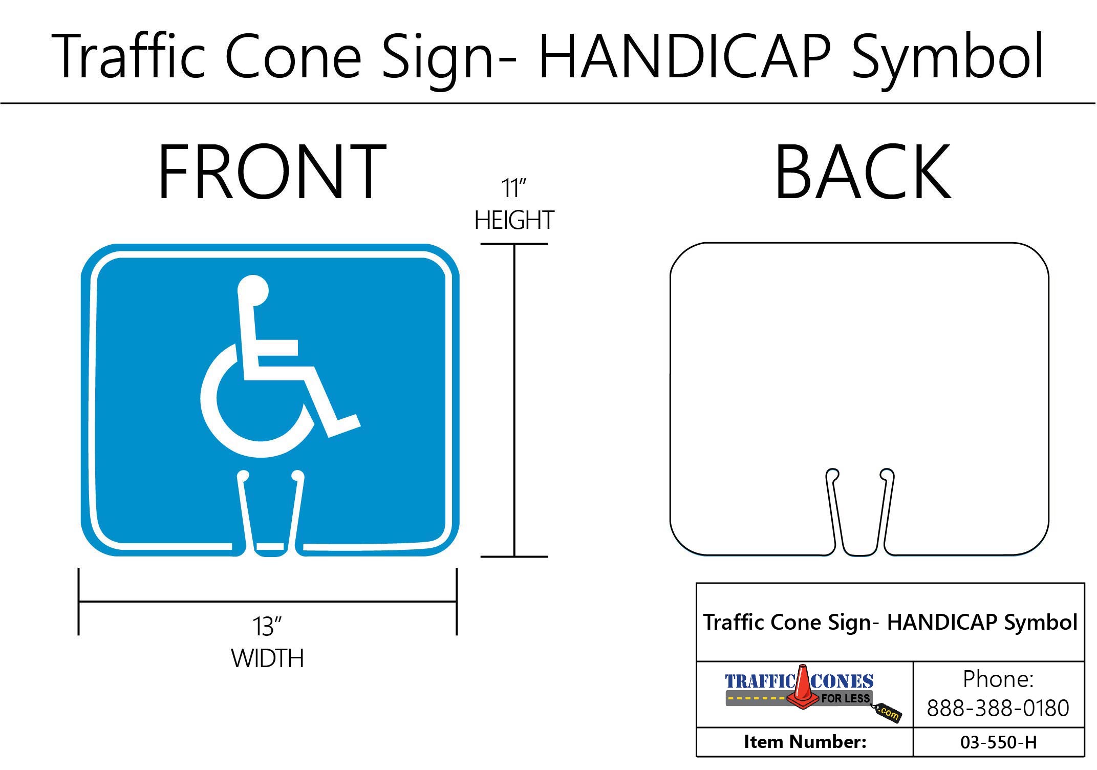 Traffic Cone Sign-HANDICAP Symbol (white on blue) - Traffic Cones For Less
