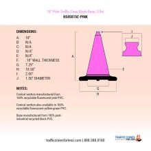 18" Pink Traffic Cone Black Base, 3lbs - Traffic Cones For Less