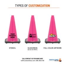 18" Pink Traffic Cone Black Base, 3lbs - Traffic Cones For Less