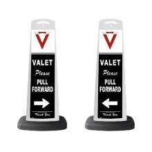 Valet White Vertical Panel Please Pull Forward with Reflective Sign V11