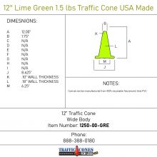 12" Lime Green 1.8 LB Traffic Cone USA Made - Traffic Cones For Less