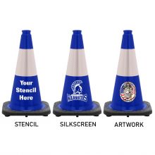 18" Navy Blue Traffic Cone Black Base with Reflective Collar