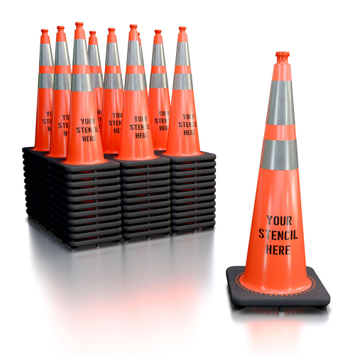 Free Stencil 36" Orange Traffic Cone w/3M Collar
