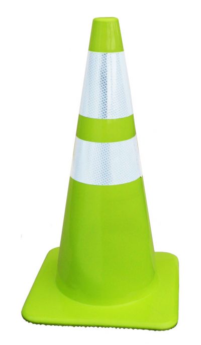 Lakeside 28" 7 lbs Lime-Green Traffic Cone w/4" & 6" Collars