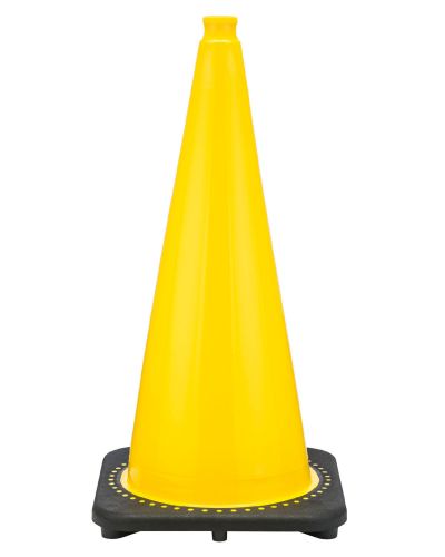 28" Yellow Traffic Cone Black Base, 7lbs - Traffic Cones For Less