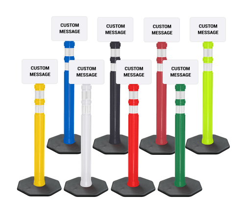 Delineator Post w/12 lbs Base & Heavy Duty Custom Sign
