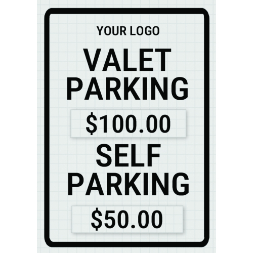 Flex Rate Custom Parking Valet Sign w/Stand