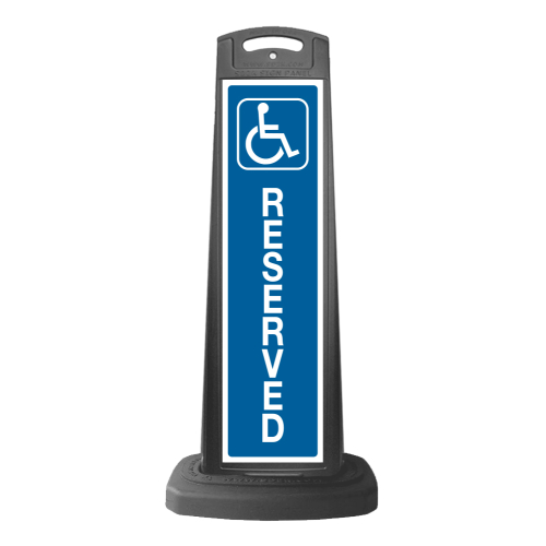 Valet Black Vertical Panel Handicap Reserved with Reflective Sign P45