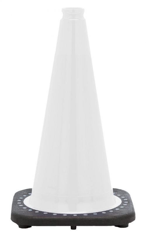 18" White Traffic Cone Black Base, 3lbs - Traffic Cones For Less