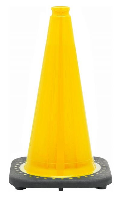 18" Yellow Traffic Cone Black Base, 3lbs - Traffic Cones For Less