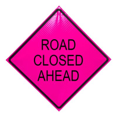 Road Closed Ahead - Pink Traffic Sign 48 x 48 - Traffic Cones For Less