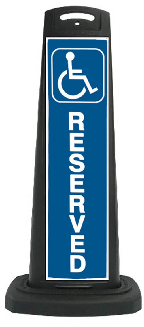 Valet Black Vertical Panel Handicap Reserved with Reflective Sign P45