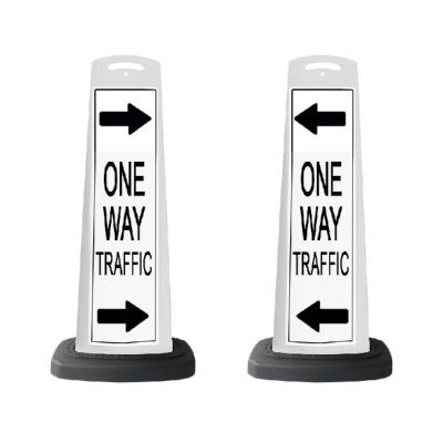 Valet White Vertical Panel Arrow One Way Traffic with Reflective Sign P41