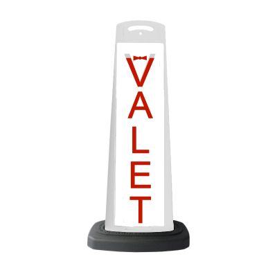 Valet White Vertical Panel with Red Valet Reflective Sign V15