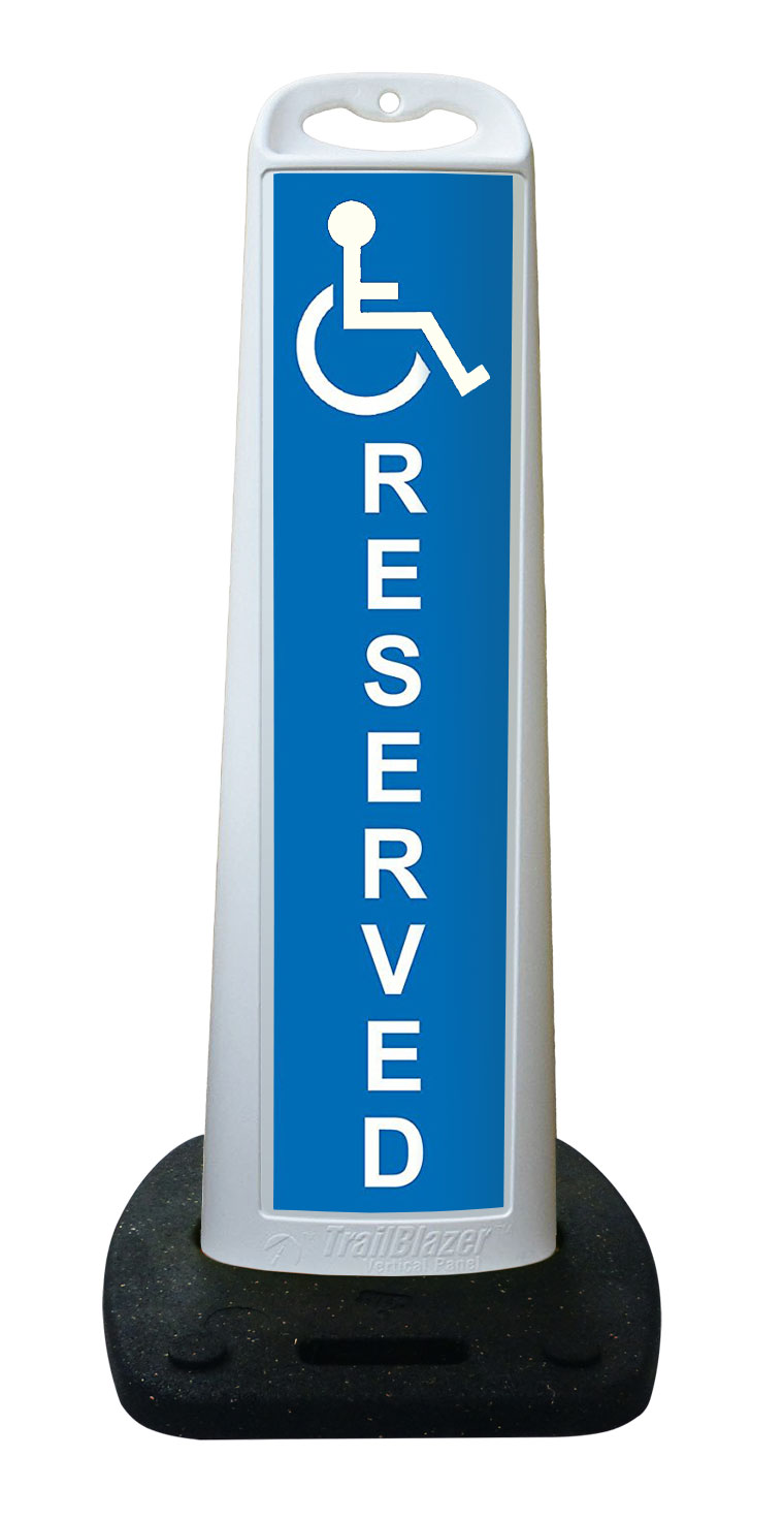 Reserved For Handicap Sign - Vertical Panel Channelizer