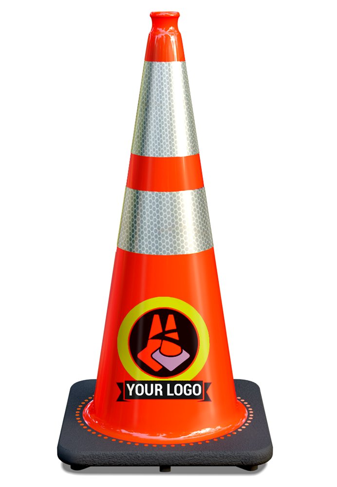 28" Orange Traffic Cone, w/Color Artwork