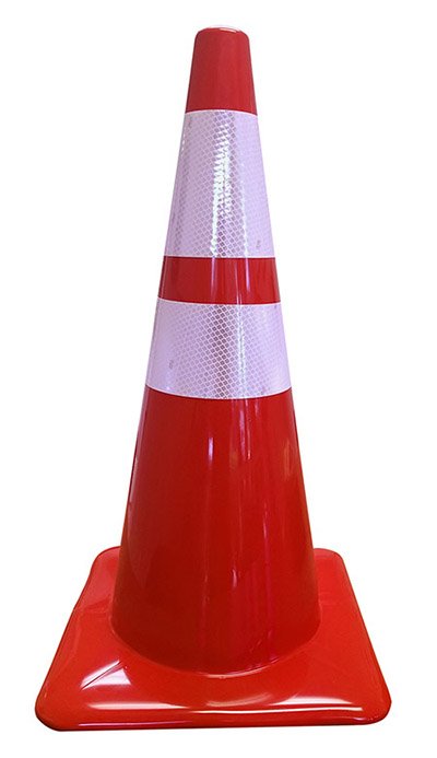 28" 7 LB Red Traffic Cone with 4" & 6" Reflective Collars