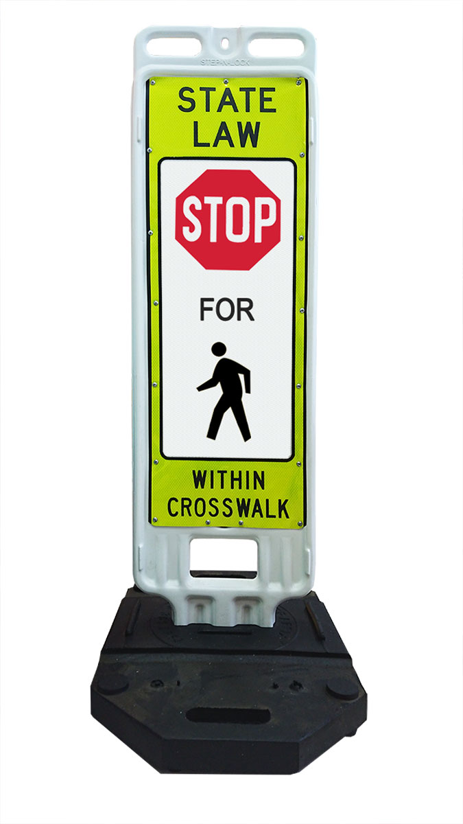 Vertical Panel Step-N-Lock - Stop For Pedestrians - Traffic Cones For Less