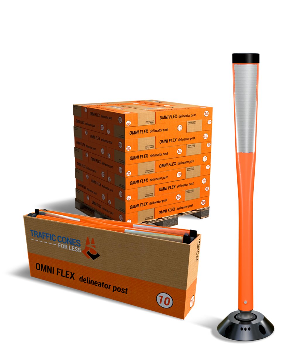 Omniflex 36 Inch Flat Top Traffic Delineator - 250 Pack