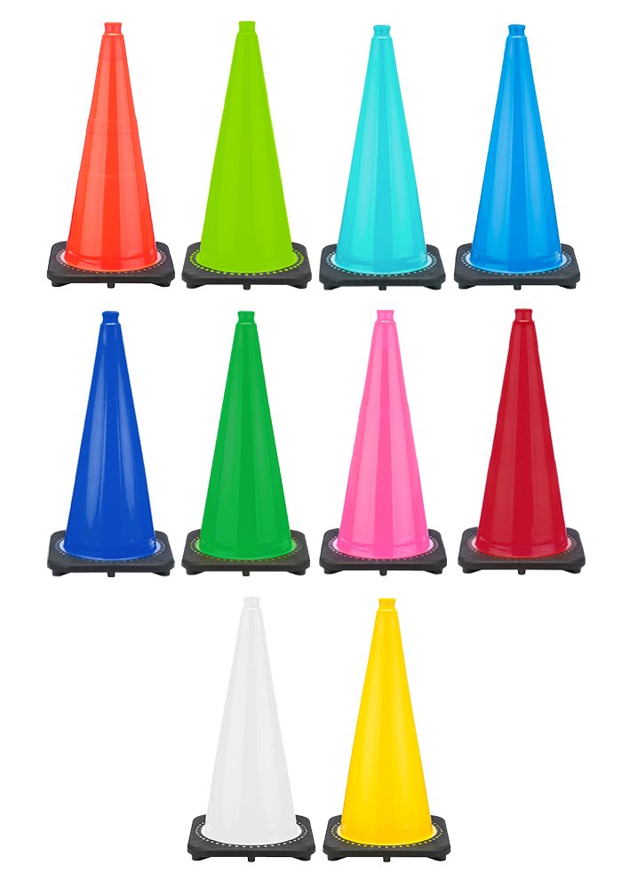 28" Traffic Safety Cone Black Base, 7 lbs - Traffic Cones For Less