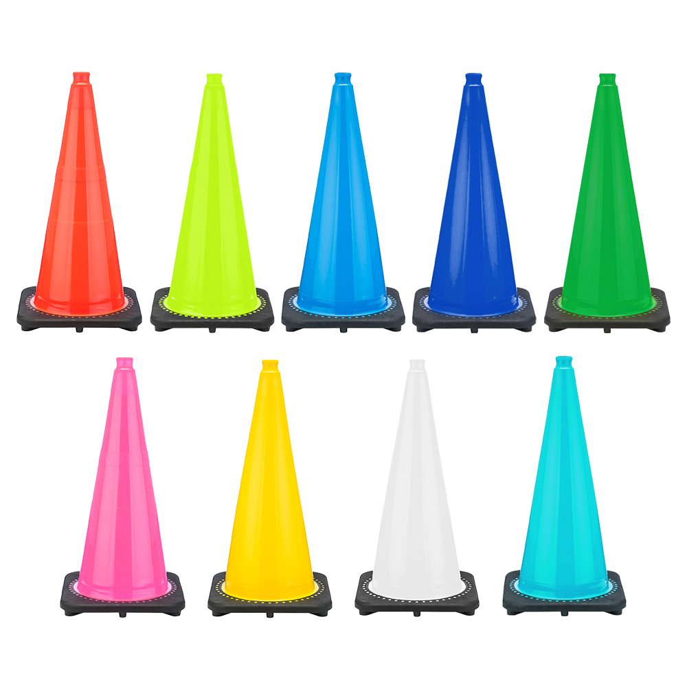 28" Traffic Safety Cone Black Base, 7 lbs - Traffic Cones For Less