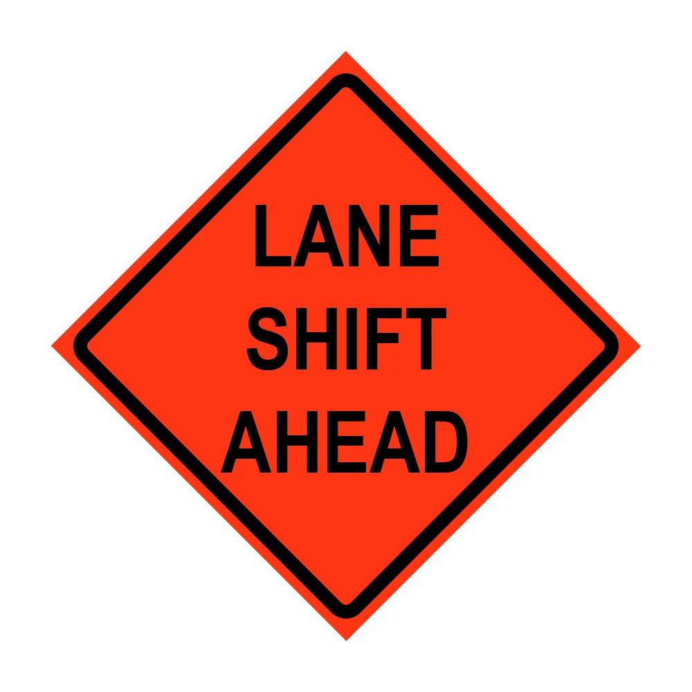36" x 36" Roll Up Traffic Sign - Lane Shift Ahead - Traffic Cones For Less